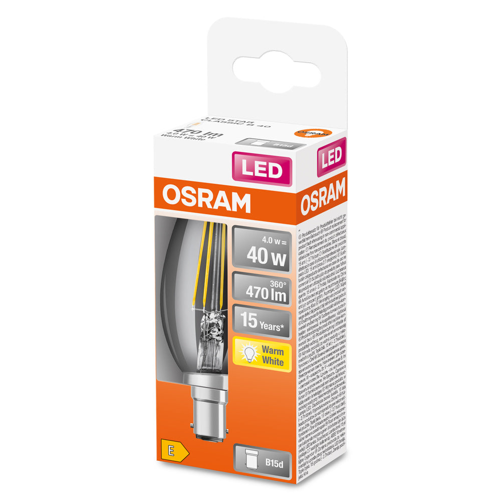 OSRAM LED Lampada LED Retrofit CLASSIC B 4W 827 Chiara B15d, 470 lm, 2 – shop LEDVANCE Italia